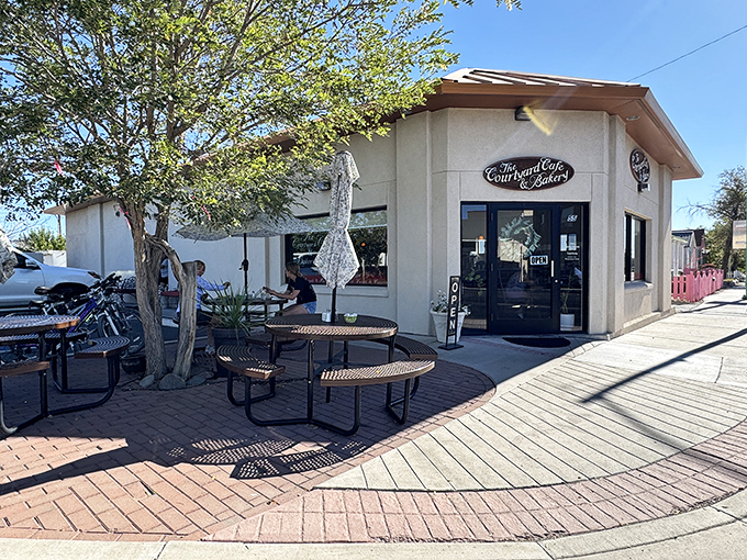 The Courtyard Cafe & Bakery provides the perfect perch for people-watching while savoring pastries that make diets seem highly overrated.