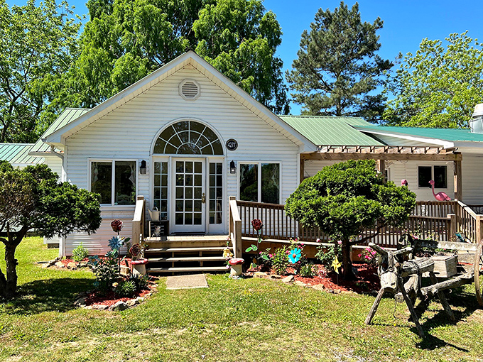 The Hatter Cafe's pristine white exterior and garden touches offer a refreshing contrast to the rugged mountain surroundings&mdash;like finding a pearl in the forest.