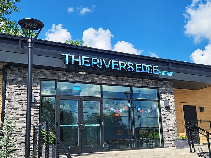 The River's Edge Restaurant combines modern design with a prime location, serving up meals with a side of Youghiogheny River views.