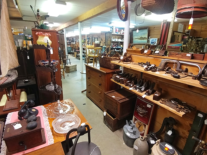 Oil cans, vintage signs, and antique tools&mdash;this corner is a shrine to American industry and the perfect man-cave starter kit.