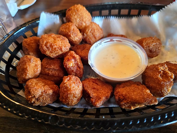 Fried mushrooms that could convert even the most devoted fungi-phobe. Crispy outside, tender inside – the textural magic trick we all need.