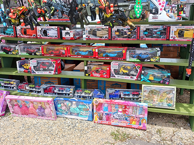 Toy treasures stack high enough to make any grandparent the weekend hero in their grandkids' eyes.