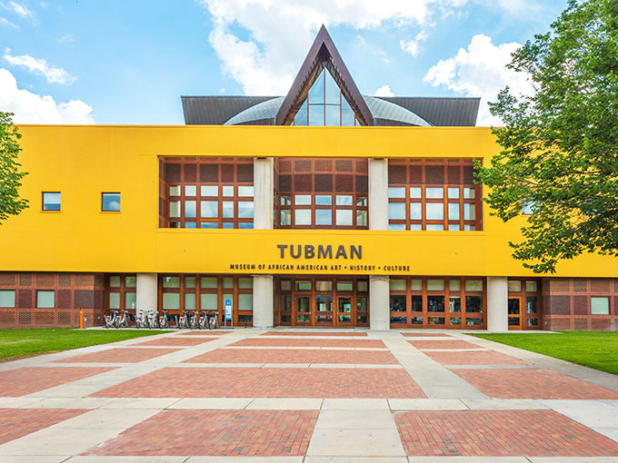 The Tubman Museum's bold yellow facade announces cultural treasures within, no velvet ropes or snooty docents required.