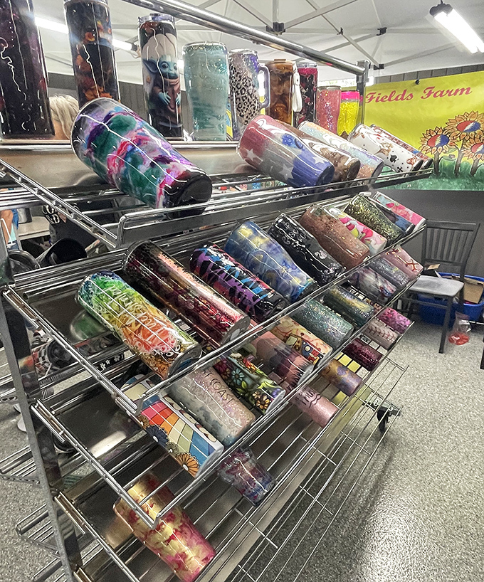 Colorful tumblers arranged like a liquid rainbow, promising to elevate everyday hydration into an exercise in personal expression.