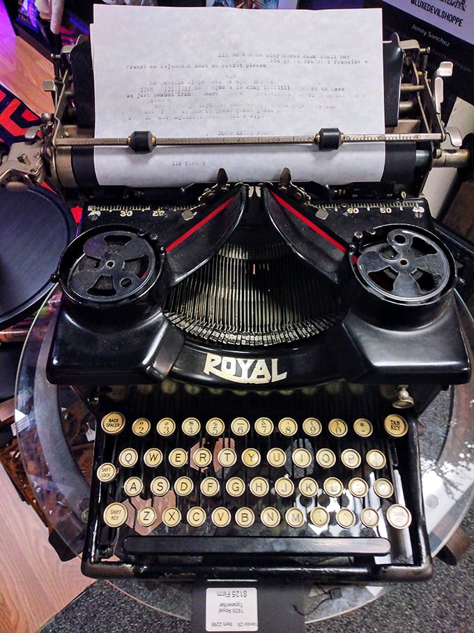 This Royal typewriter has probably written love letters, grocery lists, and maybe even the Great American Novel.