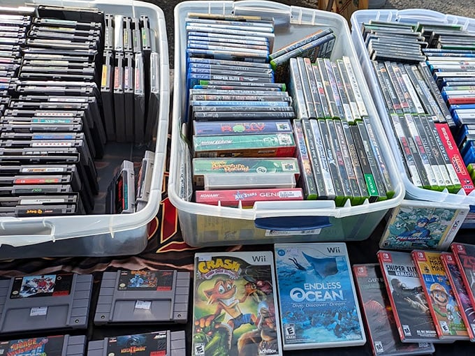 Video game nostalgia by the binful. Every cartridge holds not just a game, but childhood memories priced to move.