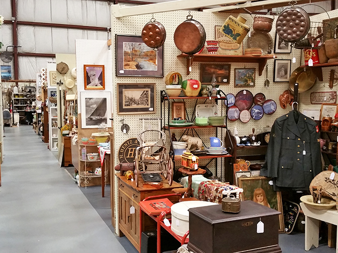 Copper pans and military coats hanging like old friends. Julia Child would make a beeline for that cookware.