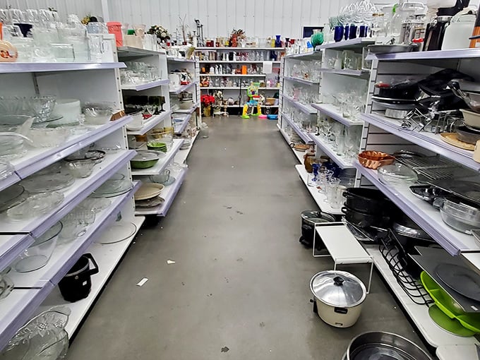 The glassware aisle stretches into infinity, a crystal-clear testament to generations of Montana entertaining and everyday dining.