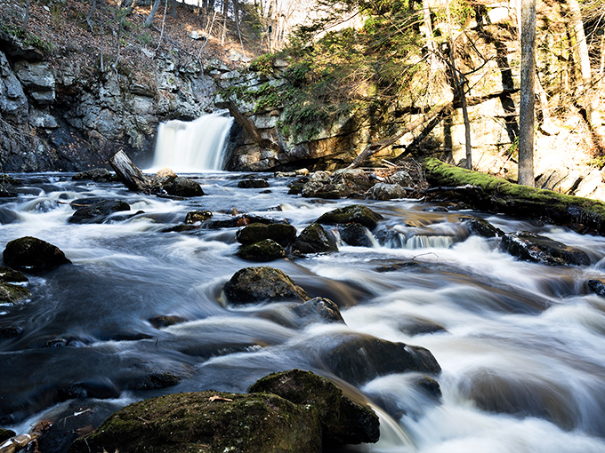 Water doesn't just flow here &ndash; it performs! These whitewater cascades tumble over moss-covered rocks in nature's perfect choreography.