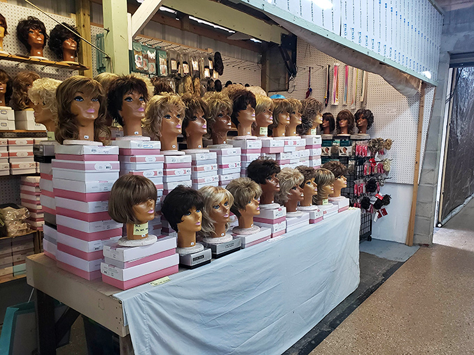 The wig section offers instant transformations for anyone seeking a new look. Who needs expensive salon visits when you can be blonde by lunchtime?