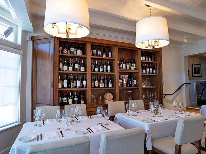 The wine display isn't just storage&mdash;it's a wall of liquid possibilities waiting to transform your already excellent meal into something transcendent.