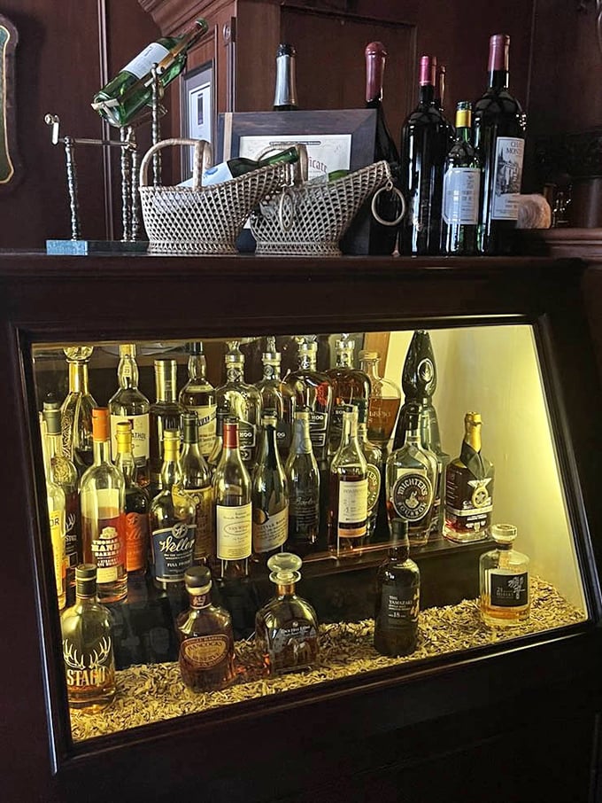 This isn't just a liquor display&mdash;it's a museum of liquid joy, curated with the reverence fine spirits deserve.