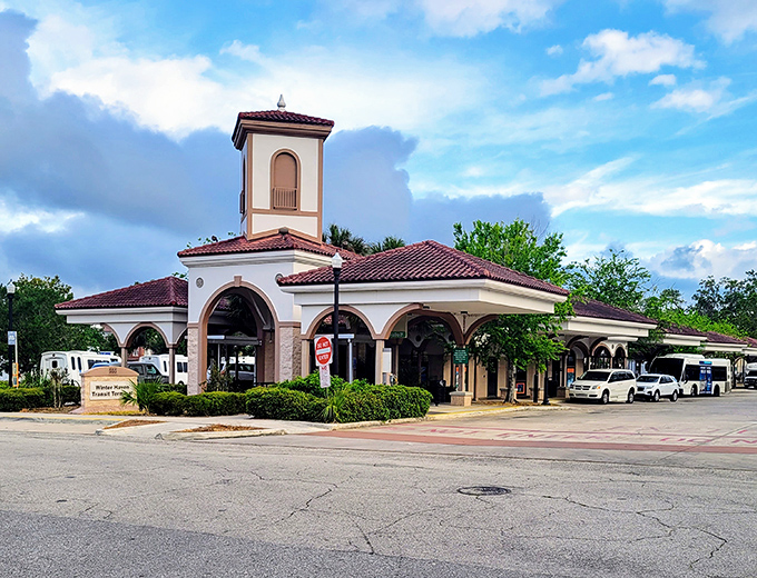 Winter Haven's Transit Terminal combines Mediterranean style with practical purpose. Public transportation never looked so good&mdash;or saved so much on gas money.