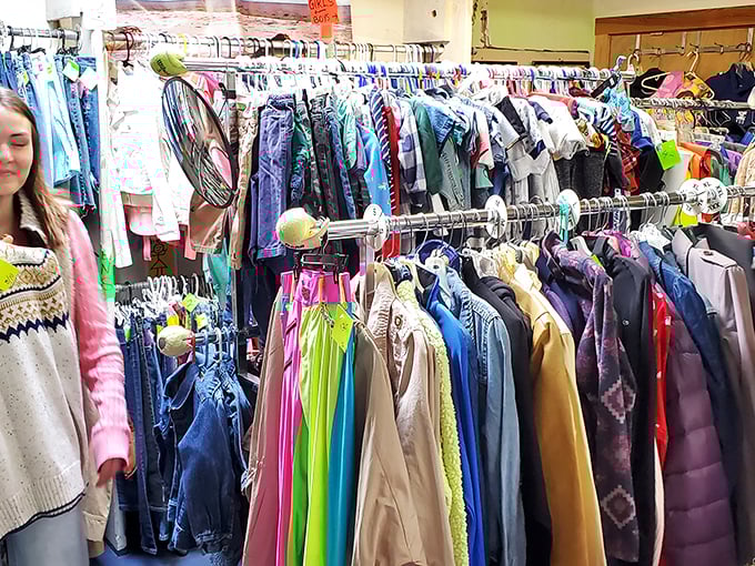 Treasure hunting through colorful racks of discounted fashion. One shopper's "last season" is another's "just discovered" style revolution.