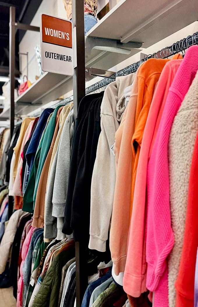 Women's outerwear in colors bright enough to make you reconsider your entire commitment to wearing only black everything.