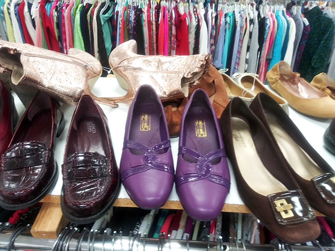 Women's shoes lined up like hopeful contestants in a beauty pageant, each pair dreaming of finding their Cinderella.