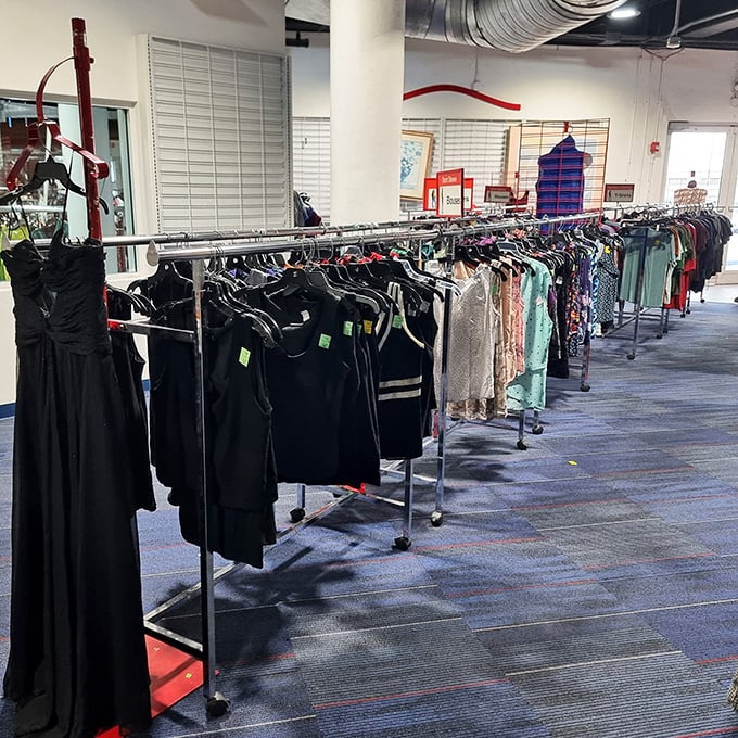 Women's clothing sections where vintage meets modern, creating outfit possibilities that would make any stylist envious.