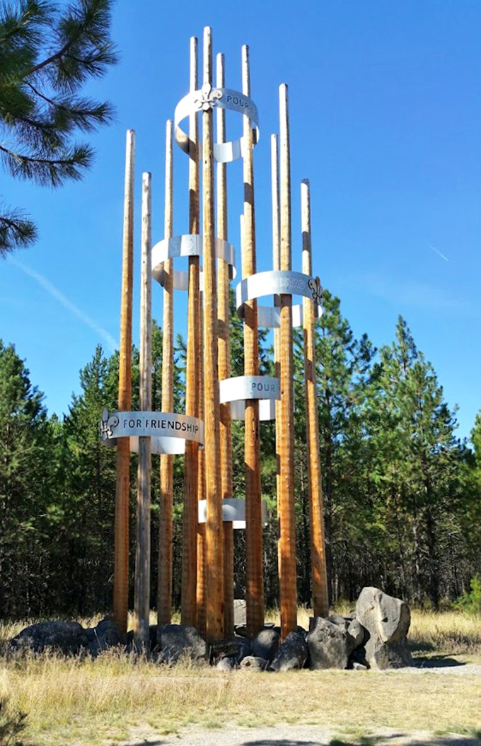 The World Scout Friendship Monument reaches skyward like a wooden cathedral, celebrating unity in a setting that would make any scout proud.