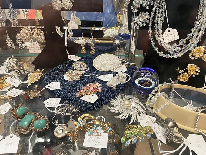 Treasure island in miniature&mdash;these vintage brooches and earrings once adorned women heading to dinner parties, first dates, and special occasions.