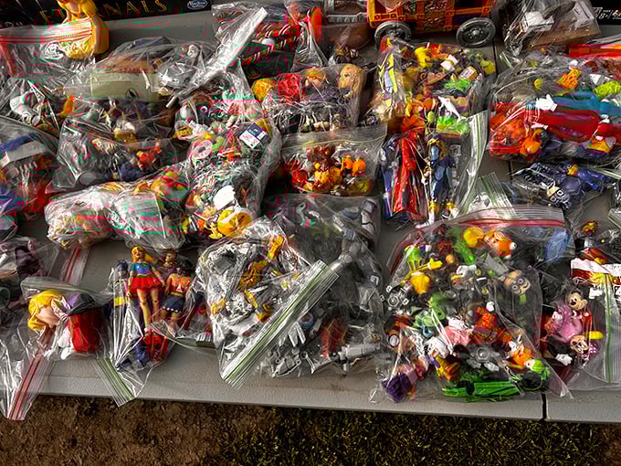 Plastic heroes sealed in their temporary prisons. These action figures represent childhood dreams packaged and preserved for collectors young and old.