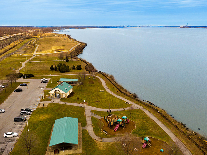 From above, Fox Point reveals its perfect positioning&mdash;a green peninsula embracing the river like an old friend returning after too long away.