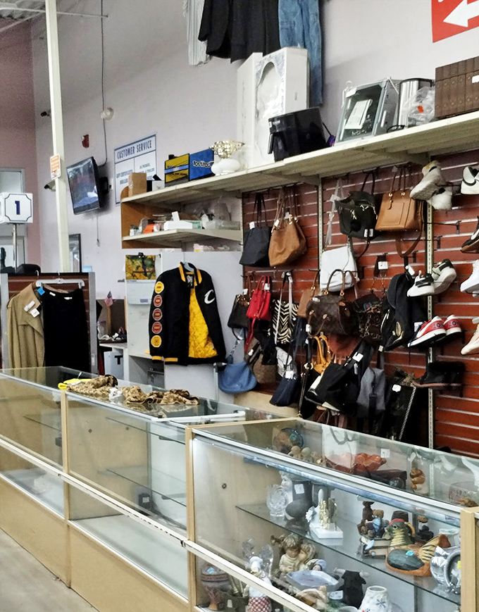 Accessories paradise! Vintage handbags, classic shoes, and display cases filled with collectible figurines create the ultimate "I-didn't-know-I-needed-that-until-now" experience.