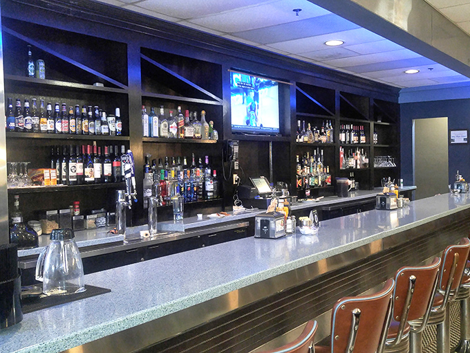 A bar stocked for serious business&mdash;because sometimes your pancakes need a Bloody Mary companion on weekend mornings.