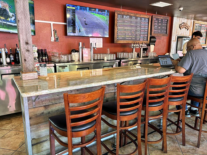The bar area &ndash; where craft beer decisions are made and sports are watched with the perfect combination of attention and barbecue-induced contentment.