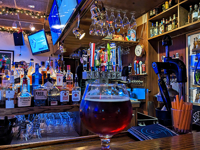 The bar at Stanley's &ndash; where beer taps stand at attention, ready to serve thirsty patrons after a long day of being responsible adults.
