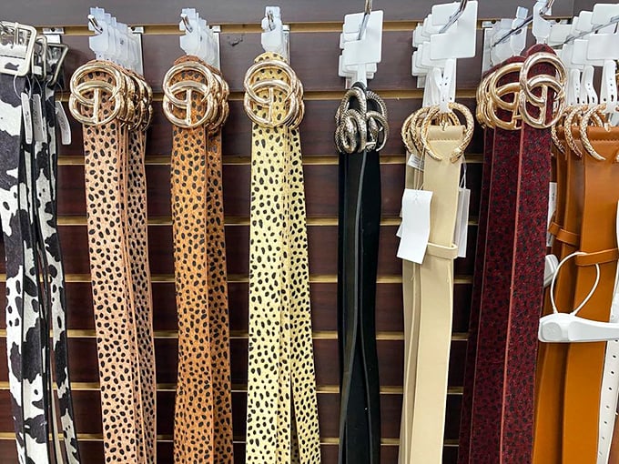 The belt collection spans from cow-inspired spots to classic leather, proving accessories are the exclamation points in fashion's sentences.