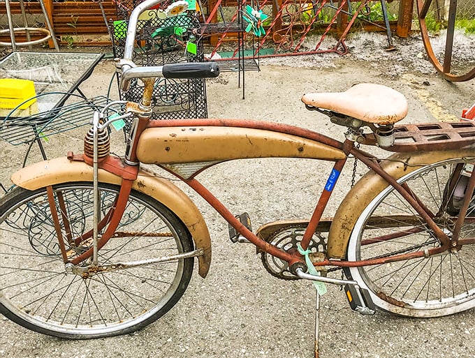 Time-worn and wonderful, this vintage bicycle has pedaled through decades of Alaska history. Someone's nostalgic childhood memory is about to become another family's conversation piece.
