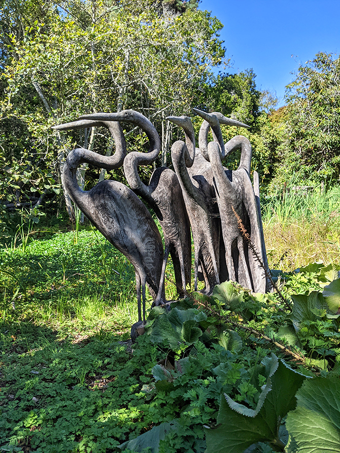 Bronze herons frozen mid-flight remind us that art and nature speak the same beautiful language.