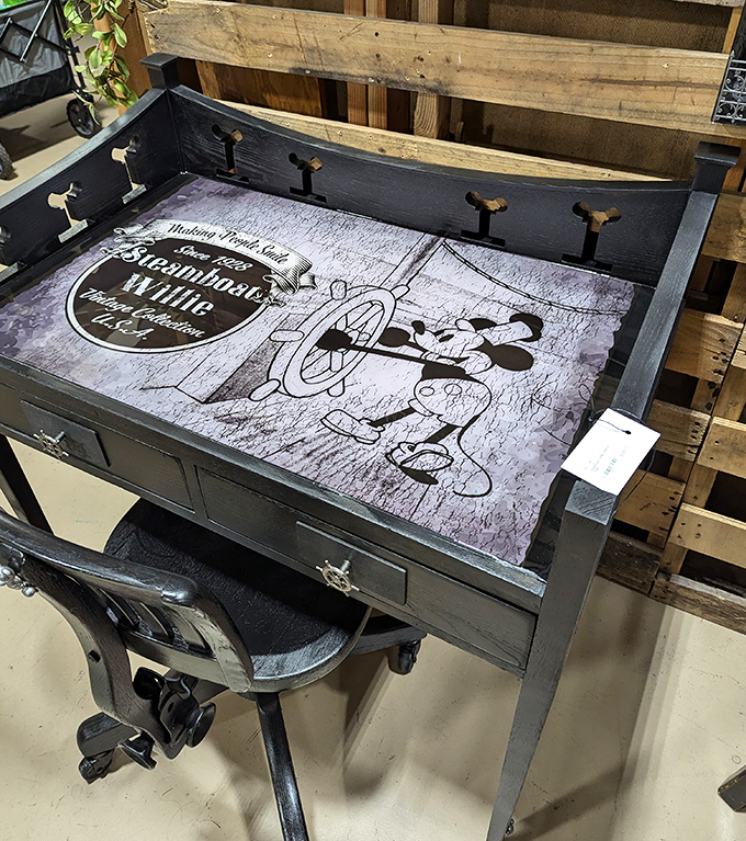 Steamboat Willie desk that whispers, "You could write the Great American Novel here," or at least very important grocery lists.