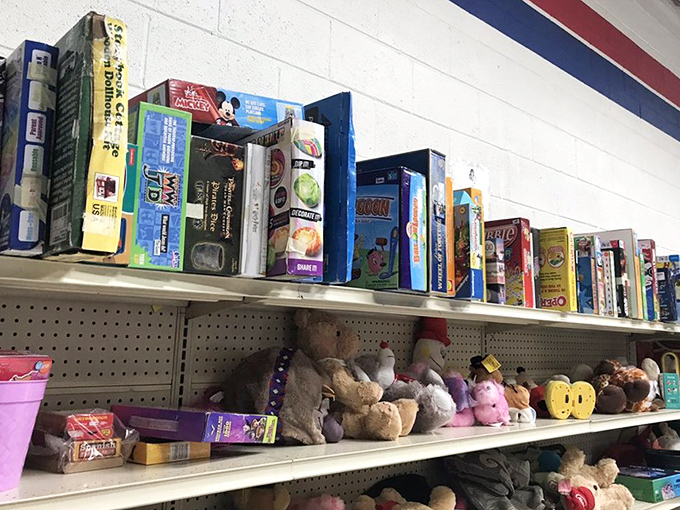 The toy and game section—where childhood memories are recycled for a new generation of imaginative adventures and family game nights.