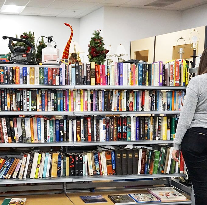 The pants aisle creates a neutral-toned canyon of possibilities&mdash;where finding the perfect pair feels like striking gold in Arizona's own denim mine.