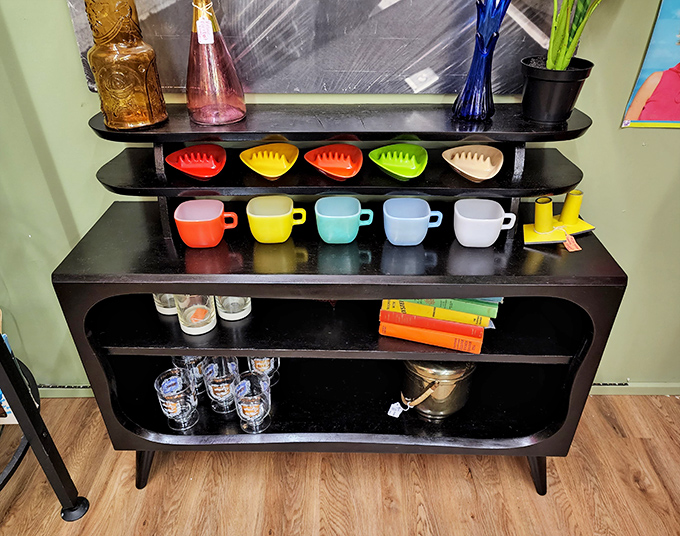 Retro buffet sideboards in cheerful colors prove that practical storage furniture doesn't have to be boring or beige.