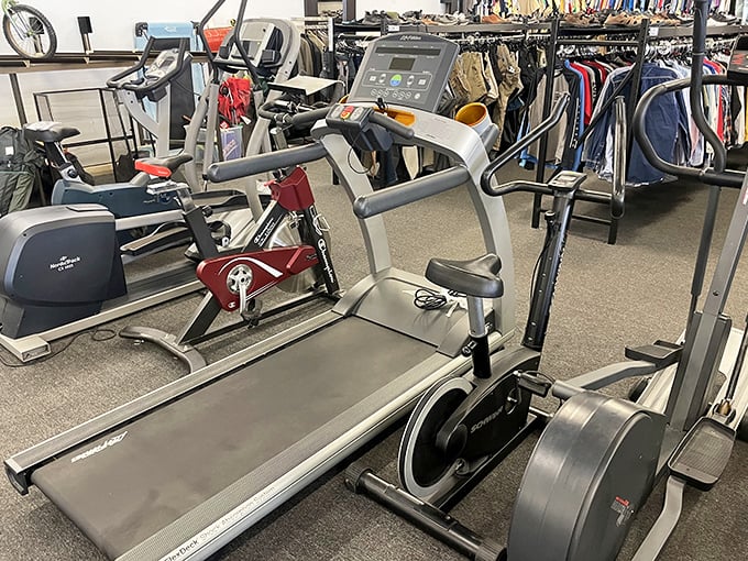 Barely-used exercise equipment waiting to fulfill someone's fitness resolutions without the painful price tag of sporting goods stores.