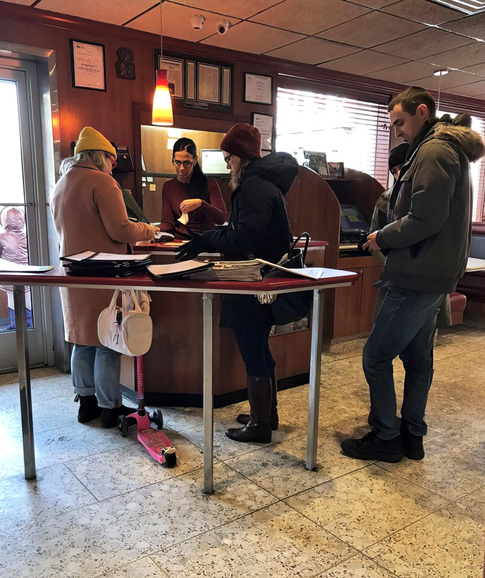 The cash register area where satisfied customers settle up after another successful mission to Breakfast Paradise was accomplished.