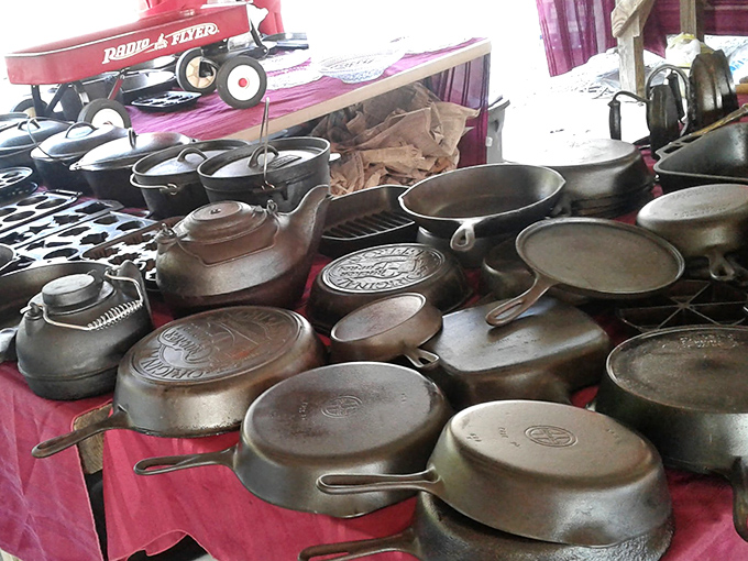 Cast iron paradise! These seasoned beauties have stories to tell and pancakes to flip for generations to come. 
