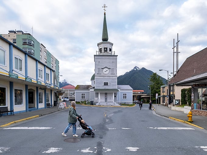 St. Michael's Cathedral commands the center of town, its white clapboard elegance a spiritual North Star for locals navigating daily life.