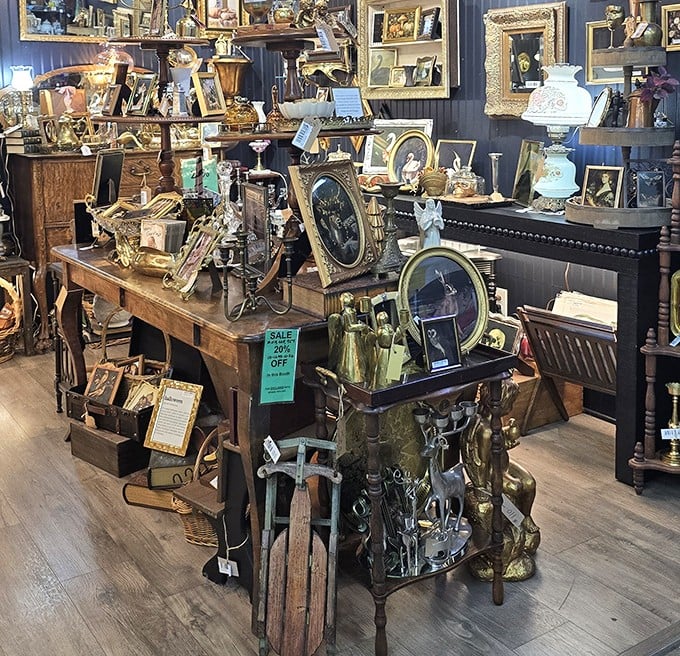 A collector's fever dream of gilded frames and burnished wood. One person's "too much" is another's "just getting started."