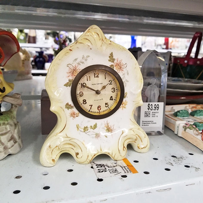 Time literally stands still at $3.99. This vintage clock has counted hours in someone else's home; now it's your turn.