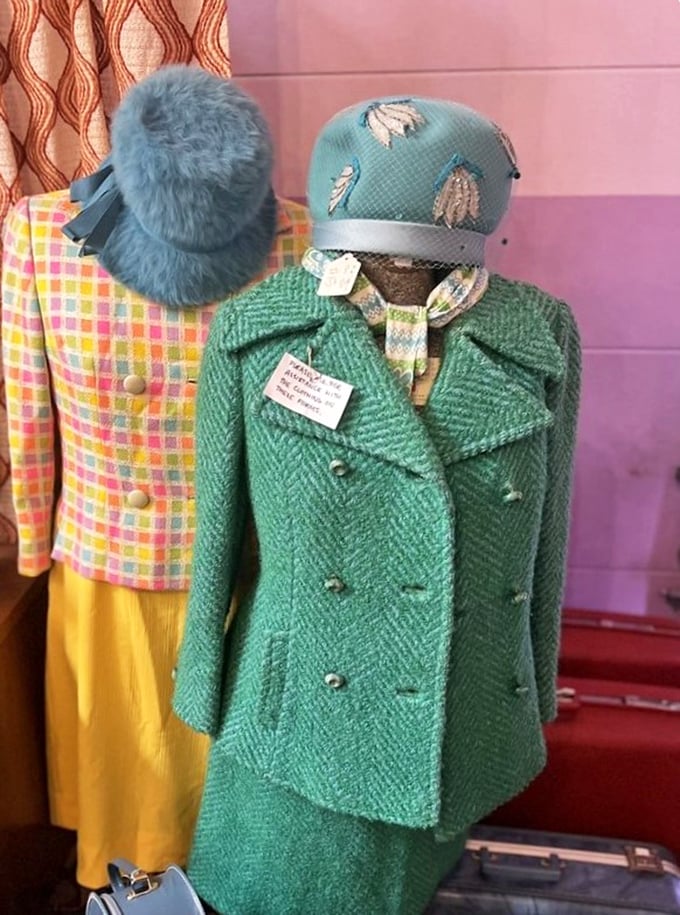 Jackie O would approve of this impeccably preserved 1960s ensemble. That mint green suit has more personality than most modern wardrobes combined.