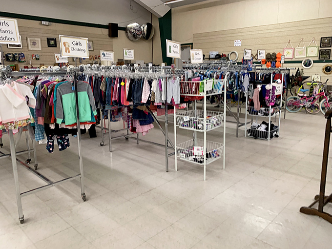 The children's clothing section: where growth spurts meet budget-friendly solutions and parents breathe sighs of financial relief.