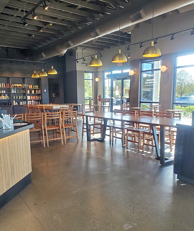 Modern industrial chic meets caffeine needs&mdash;the perfect pit stop when your shopping stamina needs a double-shot revival.