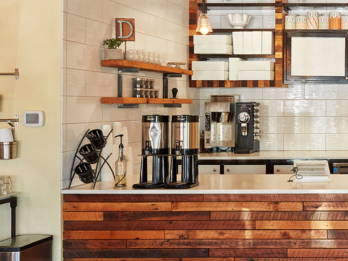 Warm wood, gleaming equipment, and the promise of caffeine—this coffee station is command central for your morning revival.