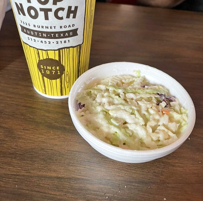 Cole slaw that knows its place&mdash;not too sweet, not too tangy, just the perfect cool counterpoint to all those hot, crispy offerings.