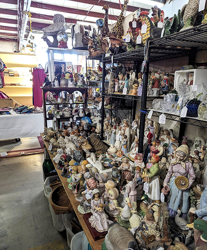 A congregation of figurines with stories to tell, if only they could speak. Each porcelain face holds secrets of the homes they've seen.