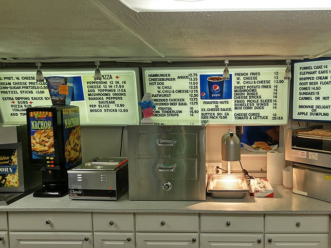 The menu board&mdash;a beautiful symphony of movie night classics from nachos to hot dogs, all without the sticker shock of big theaters.