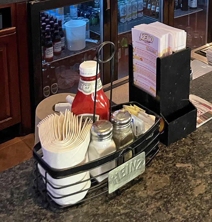 The condiment caddy&mdash;where Heinz ketchup reigns supreme and salt and pepper shakers are always half-full, not half-empty.